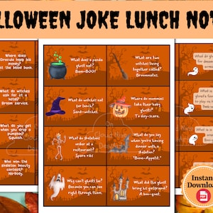 Halloween Lunchbox Notes for Kids, Printable Halloween Lunchbox Jokes ...
