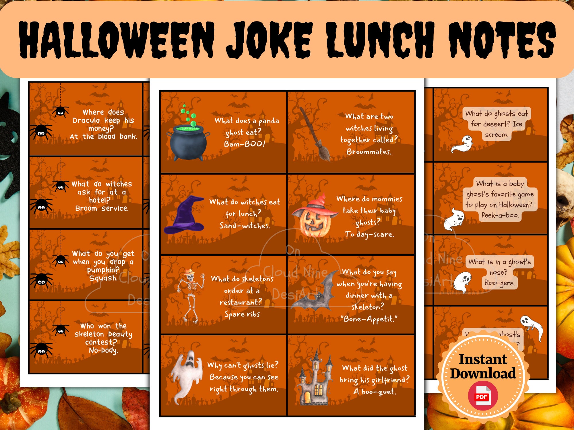 Halloween Lunchbox Notes for Kids, Printable Halloween Lunchbox Jokes ...