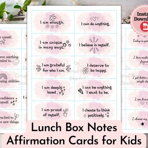 Printable Lunchbox Notes for Kids, Kindergarten Positive Affirmation ...