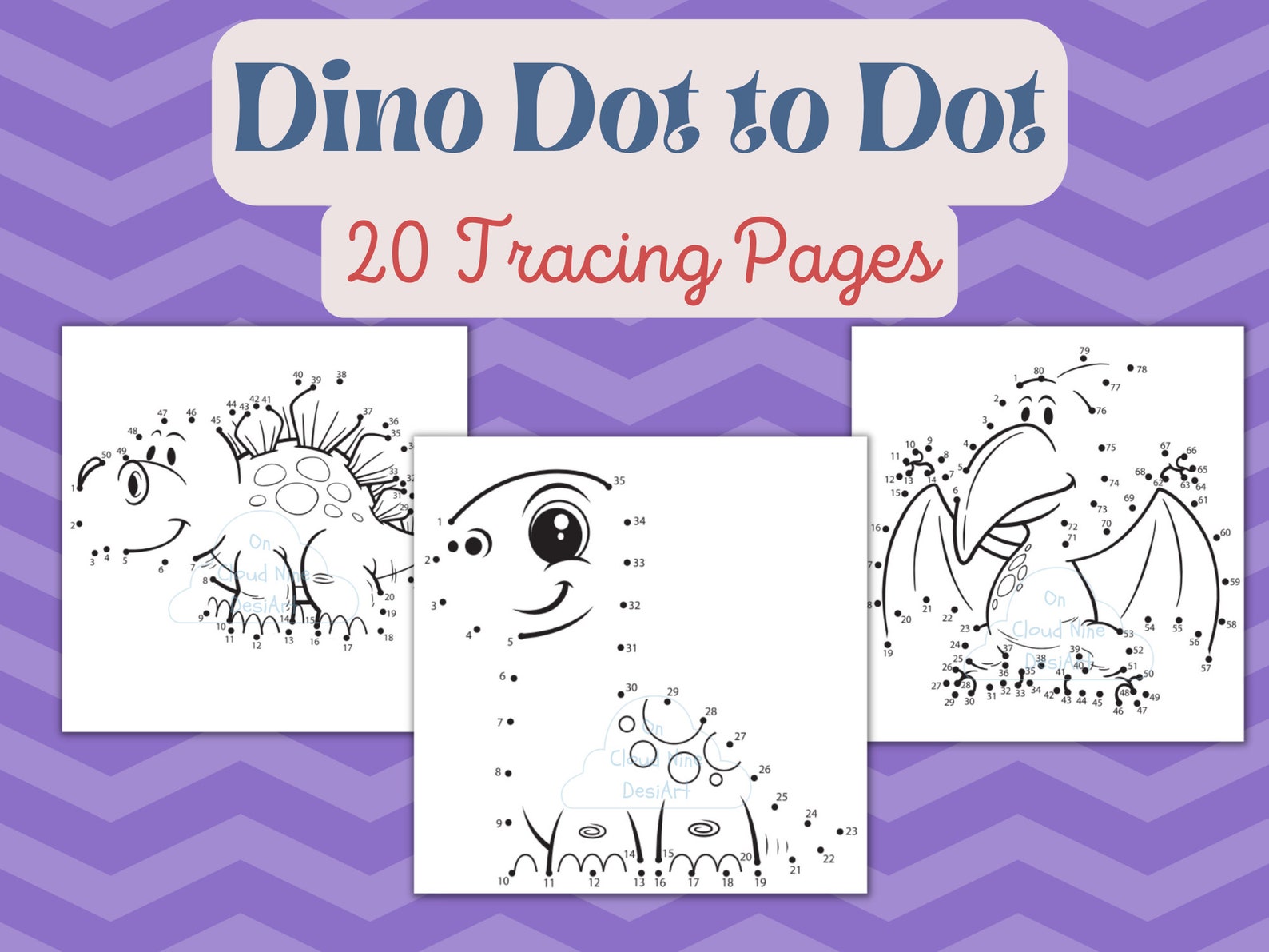 Dinosaur Tracing Pages for Kids, Dinosaur Dot to Dot Tracing Page ...