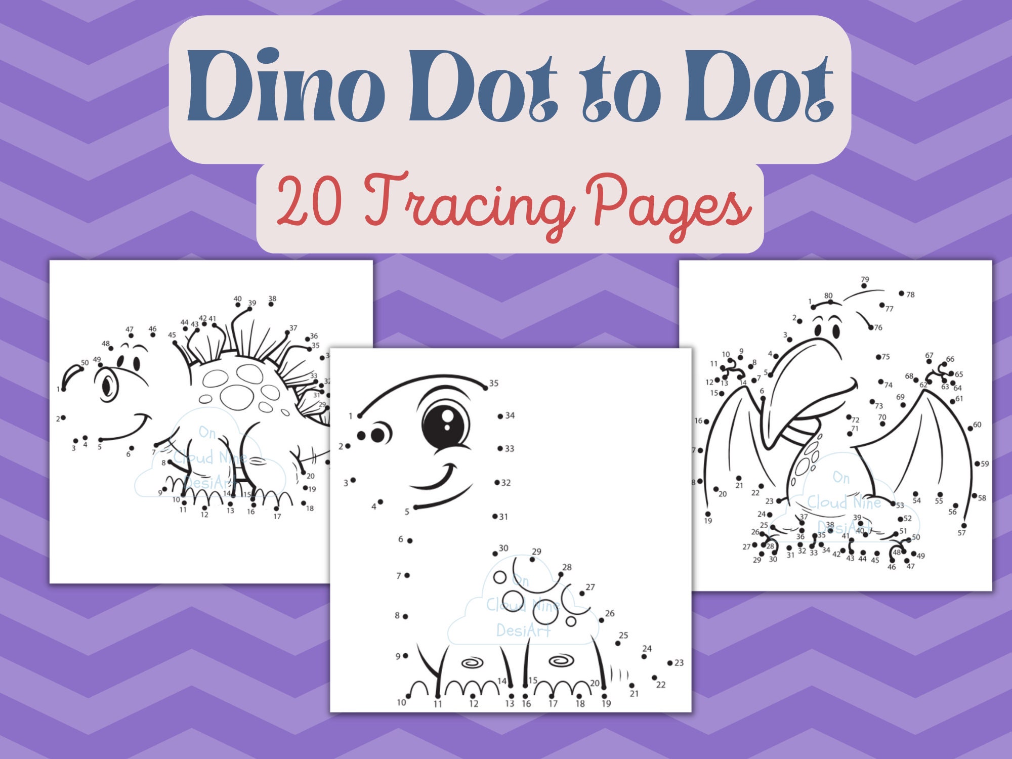 Dinosaur Tracing Pages for Kids, Dinosaur Dot to Dot Tracing Page ...