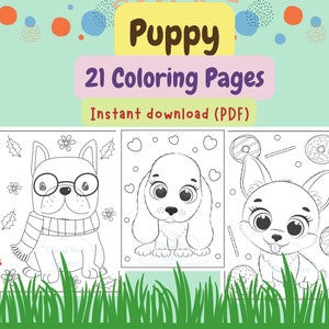 Puppy Coloring Pages, Cute Puppy Coloring Book for Kids, Doggies ...