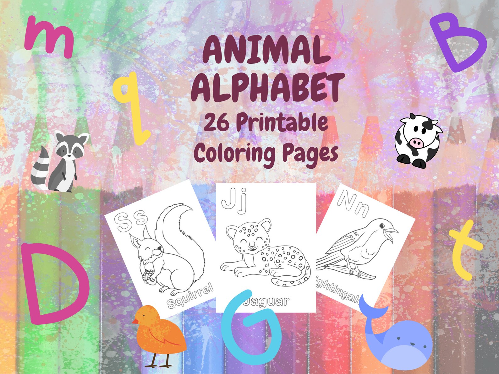 ABC Coloring Pages, Alphabet Animals Coloring Book, Printable Coloring ...