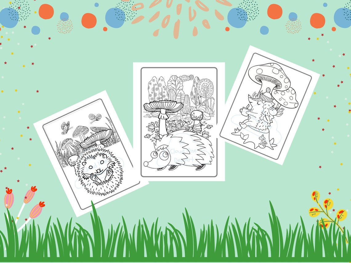 Hedgehog Coloring Pages, Cute Hedgehog Coloring Book for Kids, Hedgehog ...