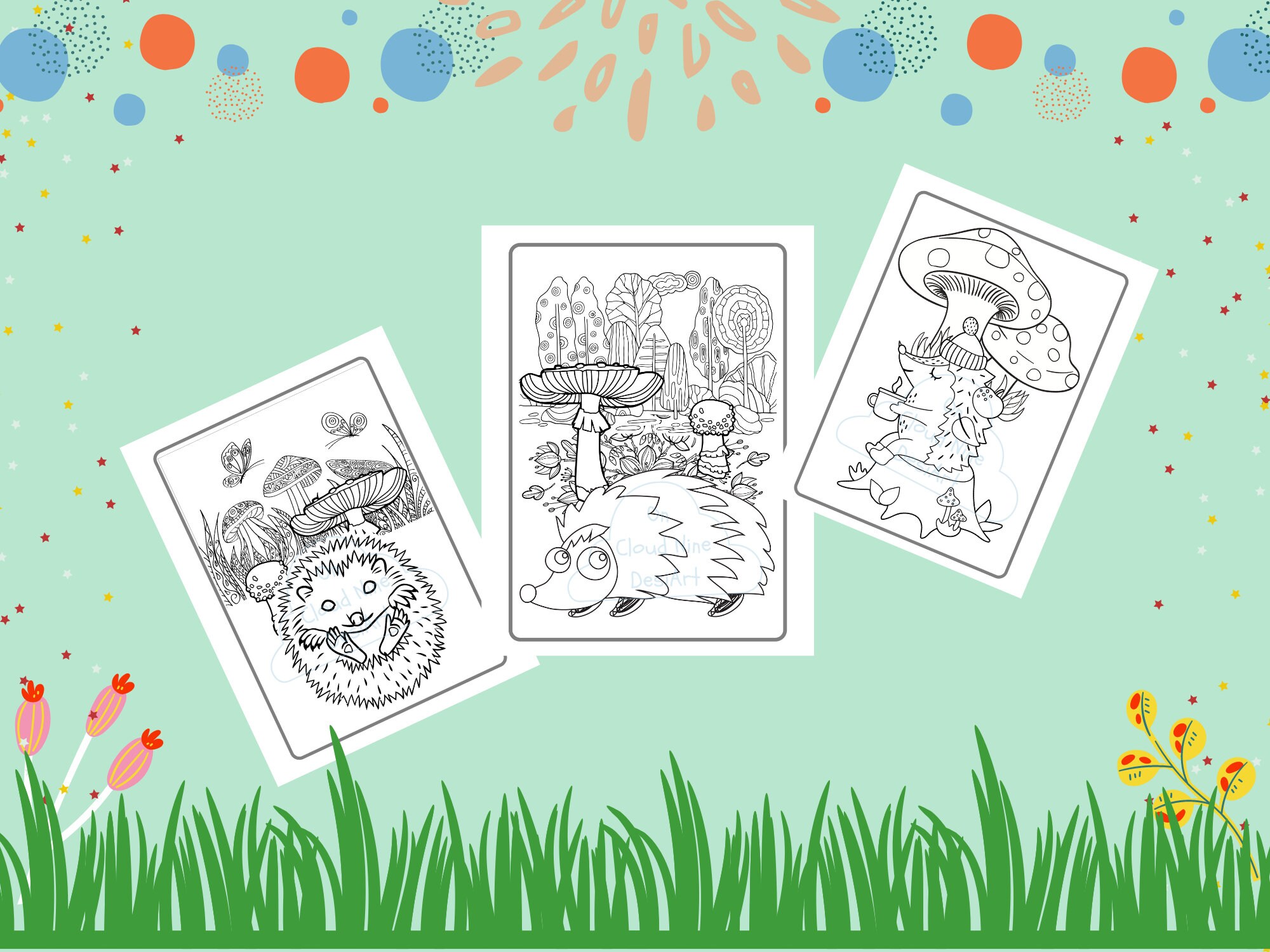 Hedgehog Coloring Pages, Cute Hedgehog Coloring Book for Kids, Hedgehog ...