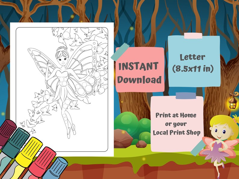 Fairy Dot Marker Pages for Kids, Dot to Dot Coloring Pages, Magical ...