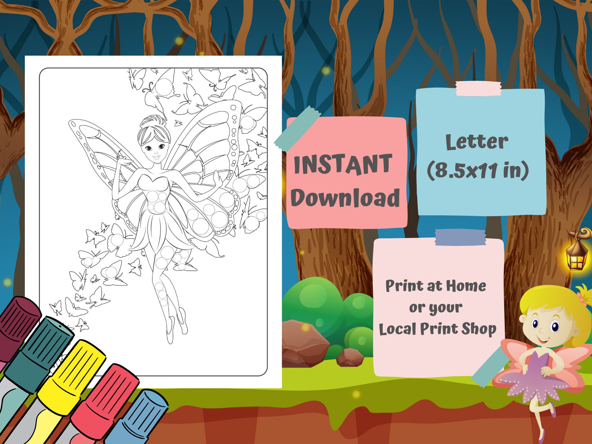 Fairy Dot Marker Pages for Kids, Dot to Dot Coloring Pages, Magical ...