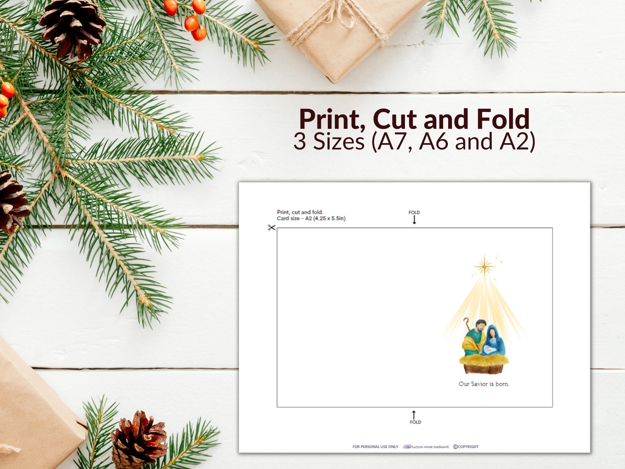 Printable Watercolor Nativity Christmas Card, Holy Family Christmas ...