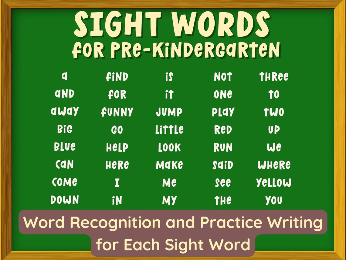 80 Printable Dolch Sight Words for Pre-kindergarten, Pre-primer Sight ...