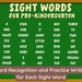 80 Printable Dolch Sight Words for Pre-kindergarten, Pre-primer Sight ...