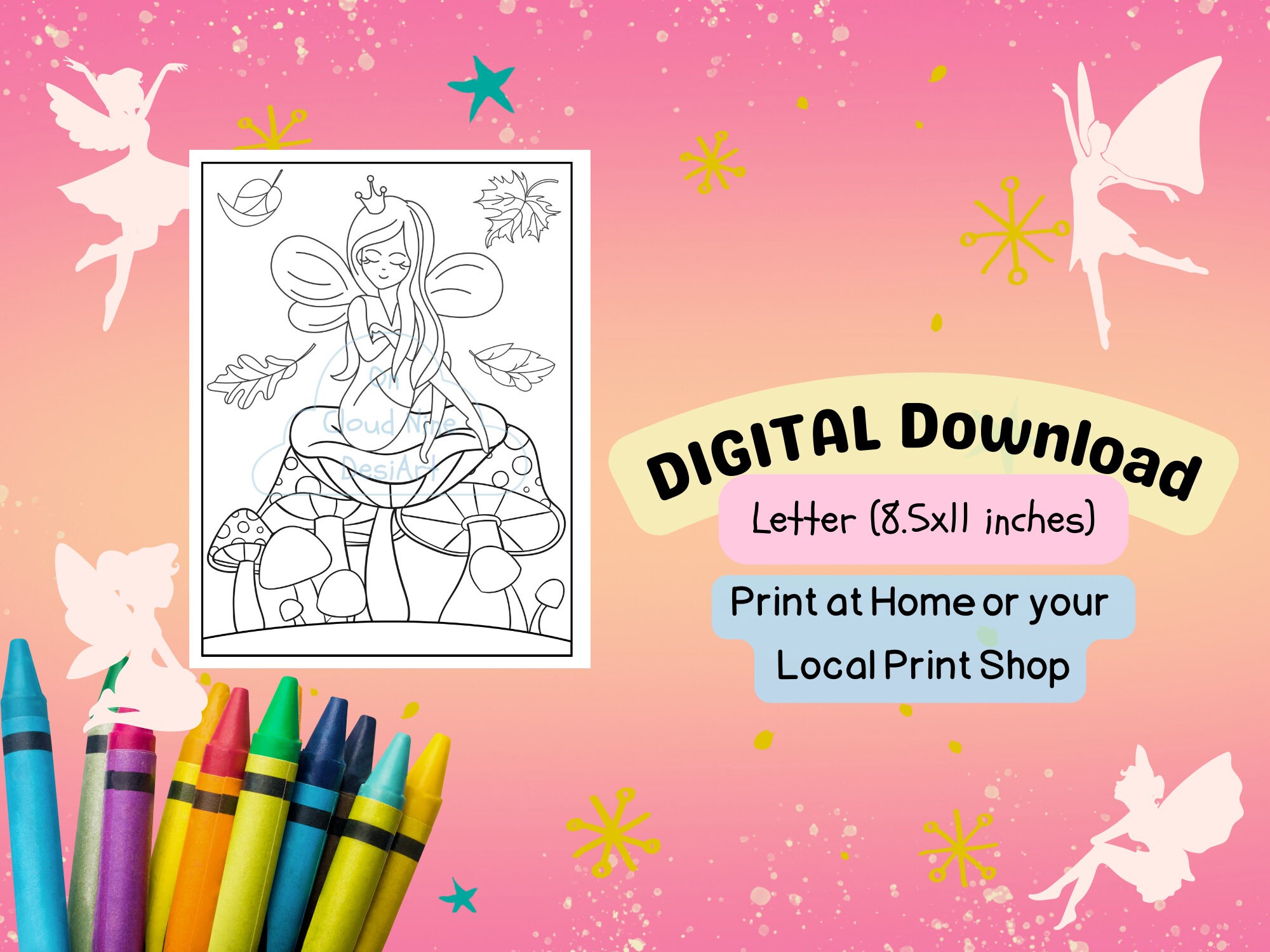 Fairy Coloring Pages, Fairy Coloring Book for Girls, Magical Fairy ...