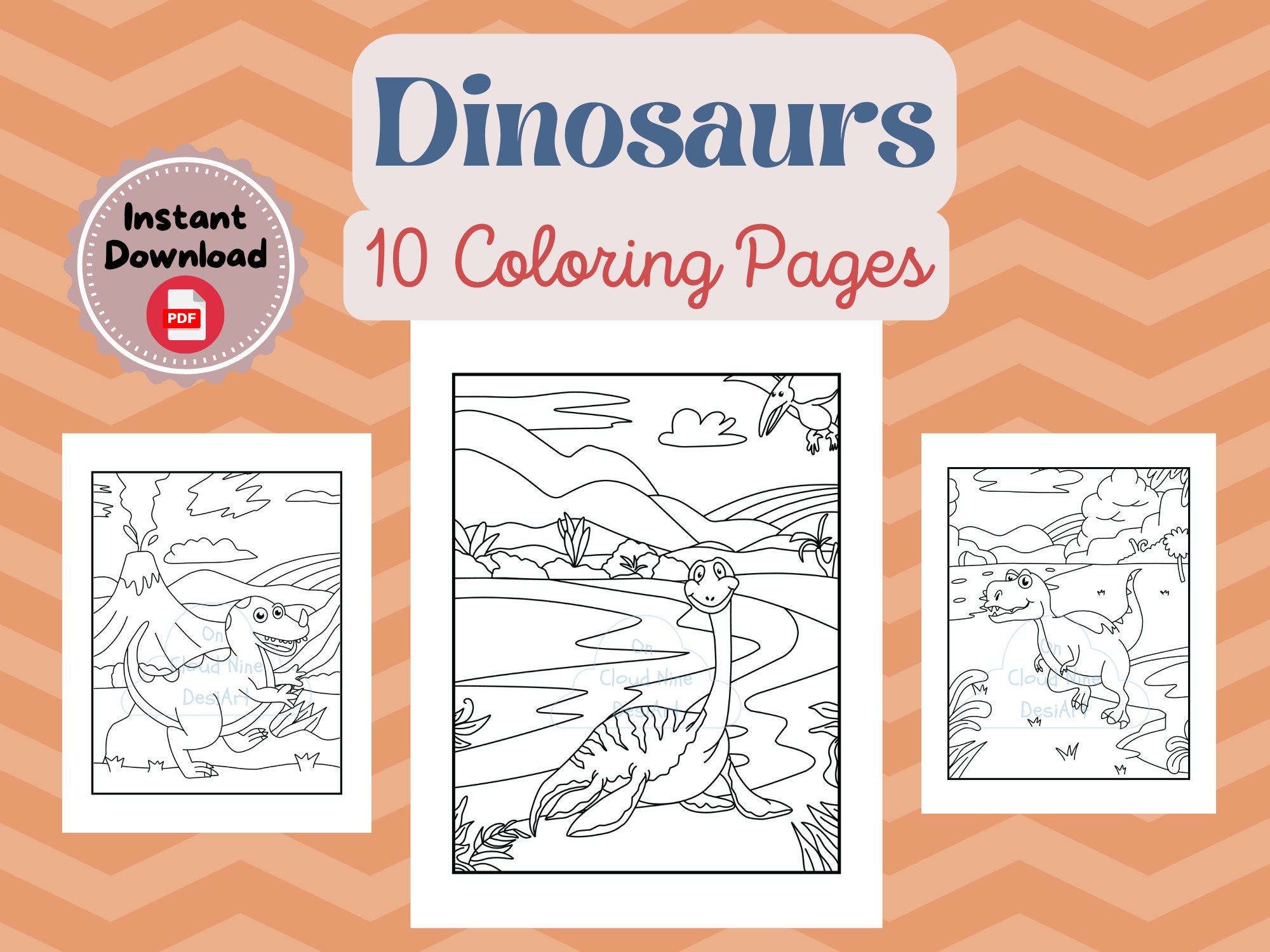 Dinosaur Coloring Pages, Dino Coloring Book for Kids, Dinosaur ...