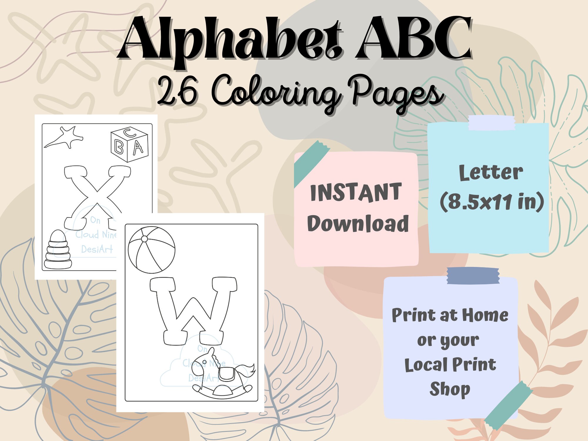 Alphabet ABC Coloring Pages, Alphabet Letters Coloring Book, Learning ...