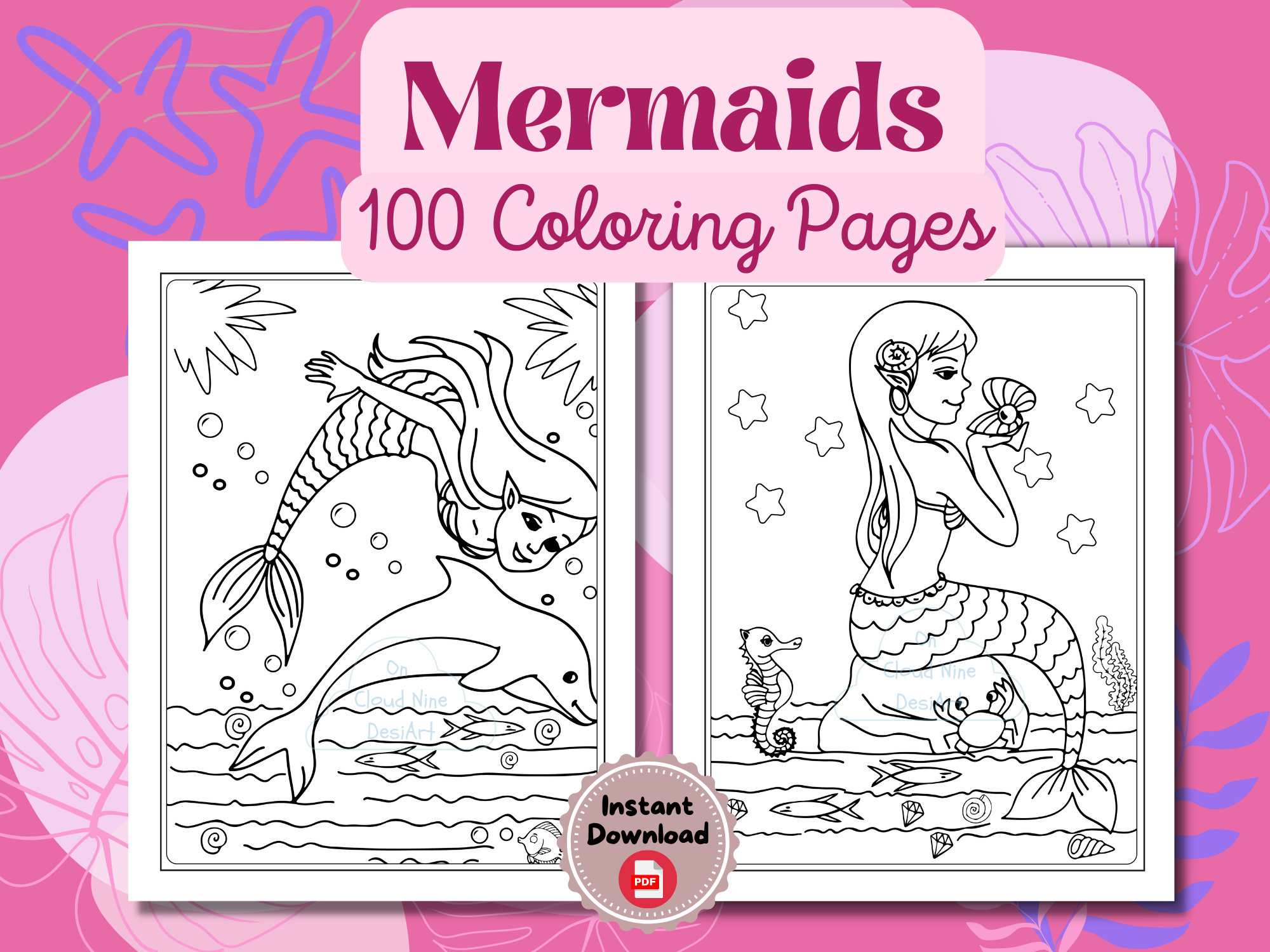 Magical Mermaid Coloring Pages, Mermaid Coloring Book, Mermaid ...