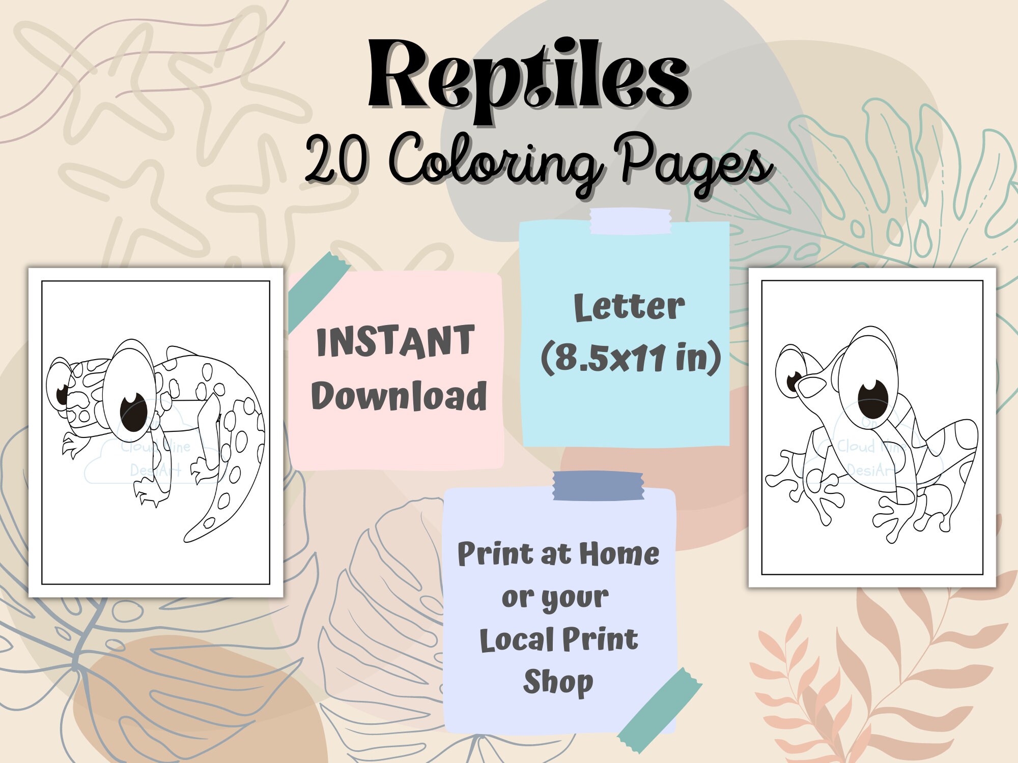 Reptile Coloring Pages, Reptile Coloring Book, Reptile Printable ...