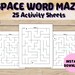 Space Word Search Activity Sheets for Kids, Maze Pages, Space Mazes ...