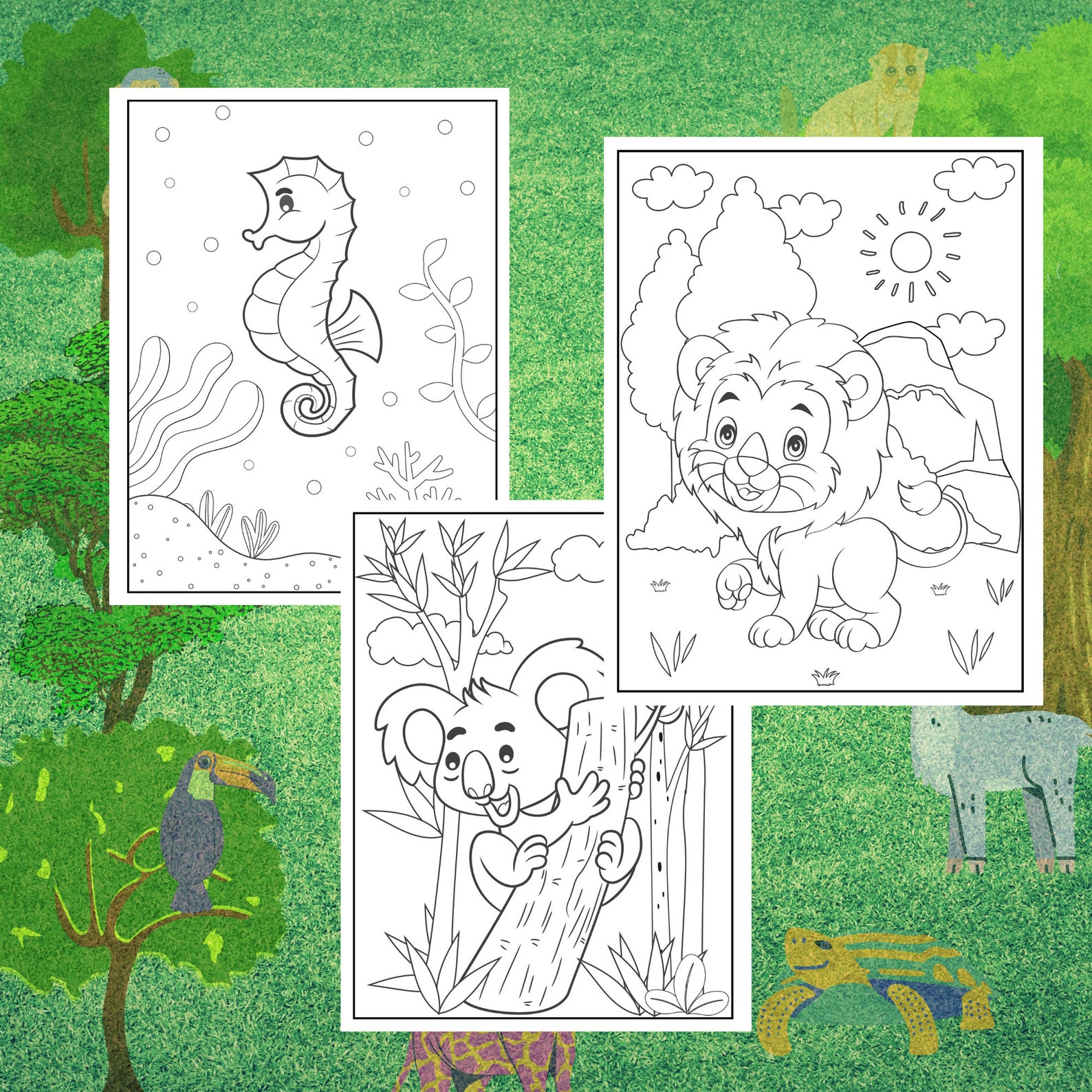 Animals Coloring Pages, Animal Coloring Book for Kids, Printable ...