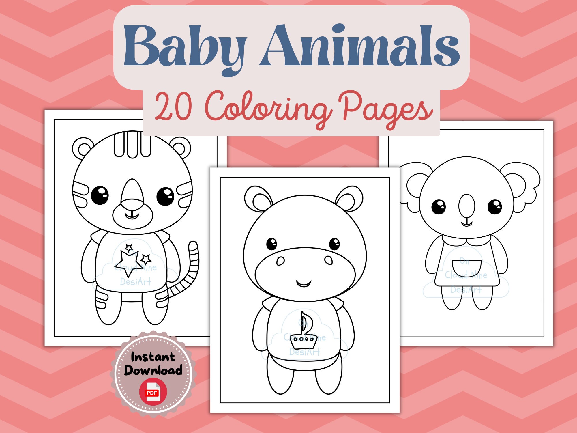 Baby Animal Coloring Pages, Safari Coloring Book, Jungle Animal ...