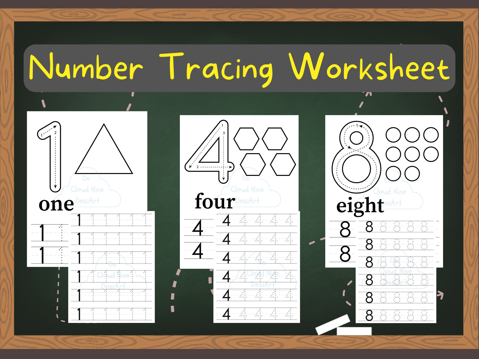 Number Tracing Worksheet Printable, Math Number Homeschool Printable ...