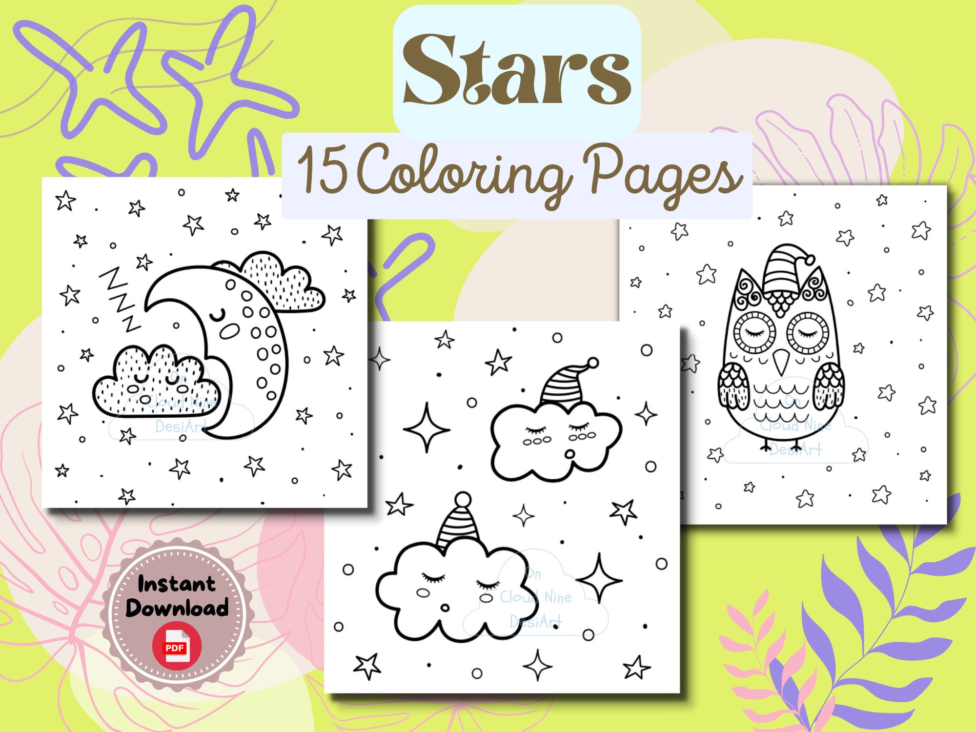 Stars Coloring Pages, Cute Stars Coloring Book, Star Coloring Sheets ...