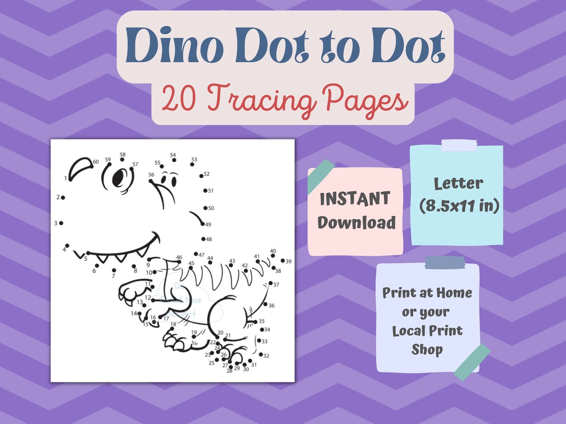 Dinosaur Tracing Pages for Kids, Dinosaur Dot to Dot Tracing Page ...