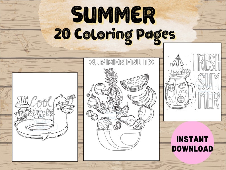 Summer Coloring Pages, Summer Fun Coloring Book for Kids, Teens ...