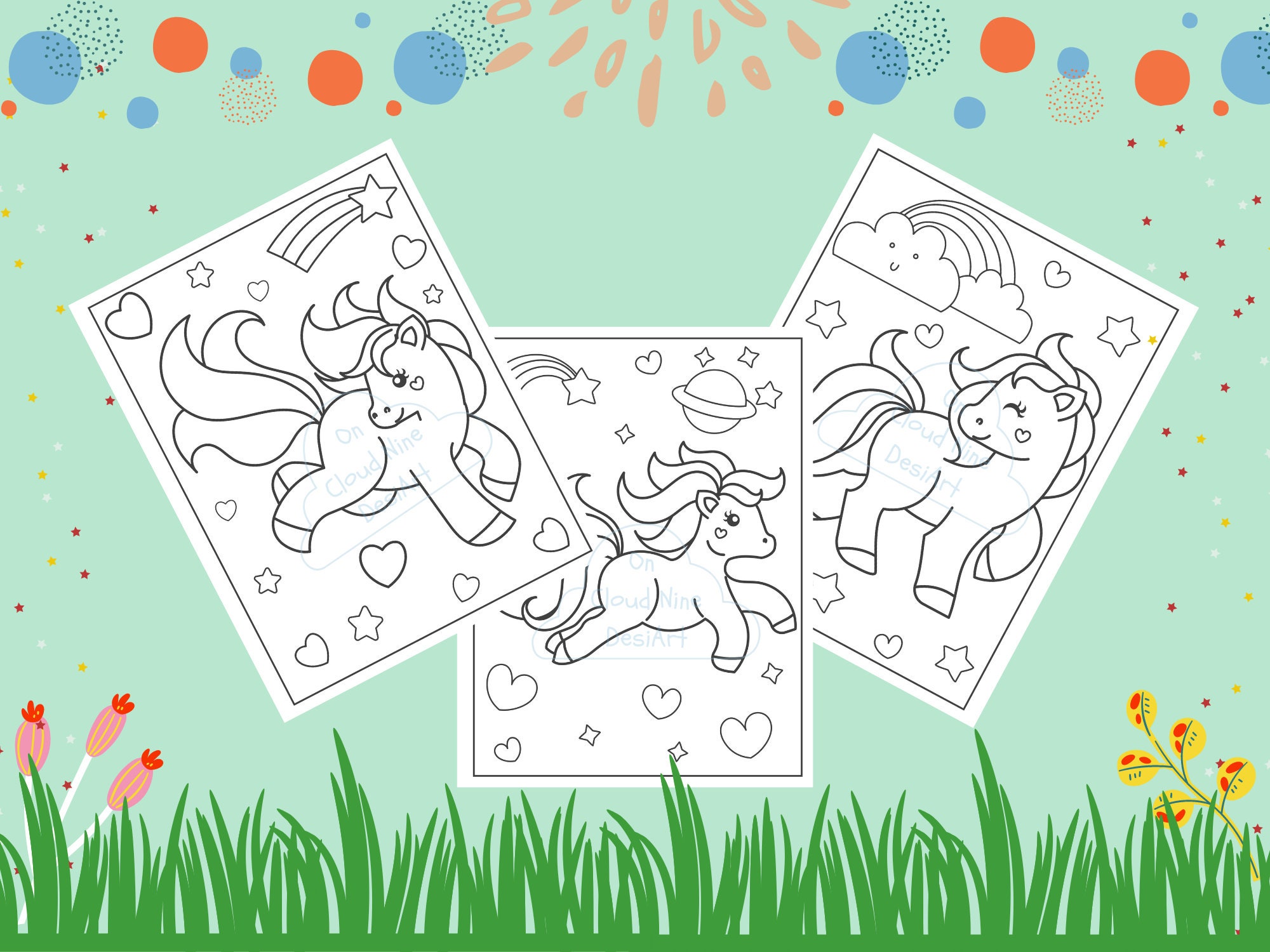 Pony Coloring Pages, Pony Mini Horse Coloring Book for Girls, Cute Pony ...