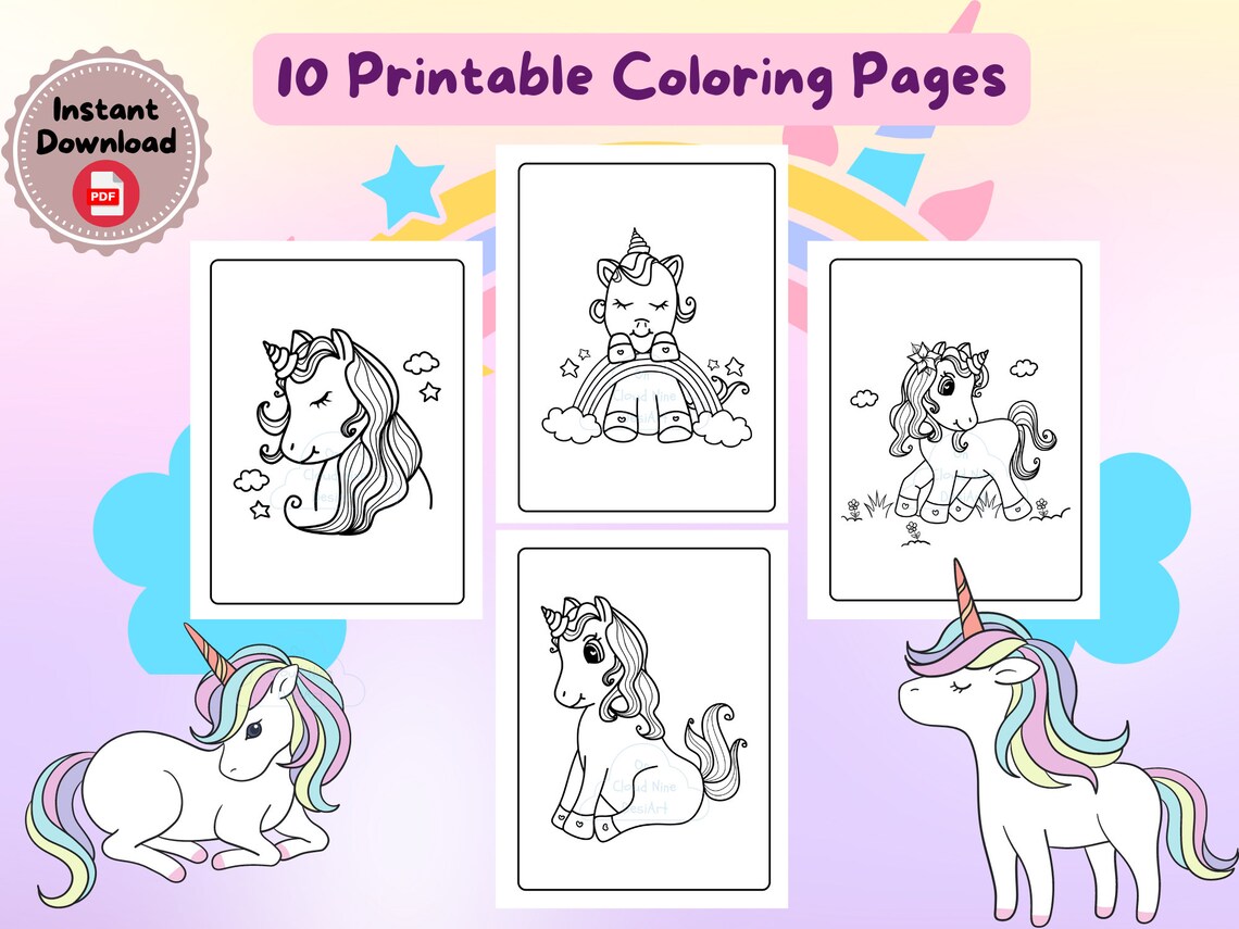 Cute Unicorn Coloring Pages, Unicorn Coloring Book for Girls, Unicorn ...