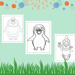 Penguin Coloring Pages, Cute Penguins Coloring Book for Kids, Adorable ...