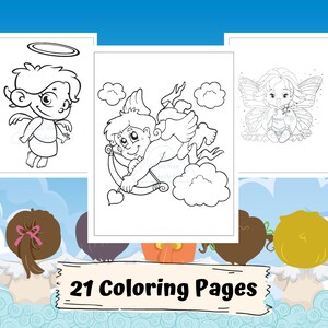 Angel Coloring Pages, Cute Angels Coloring Book for Kids, Angels ...