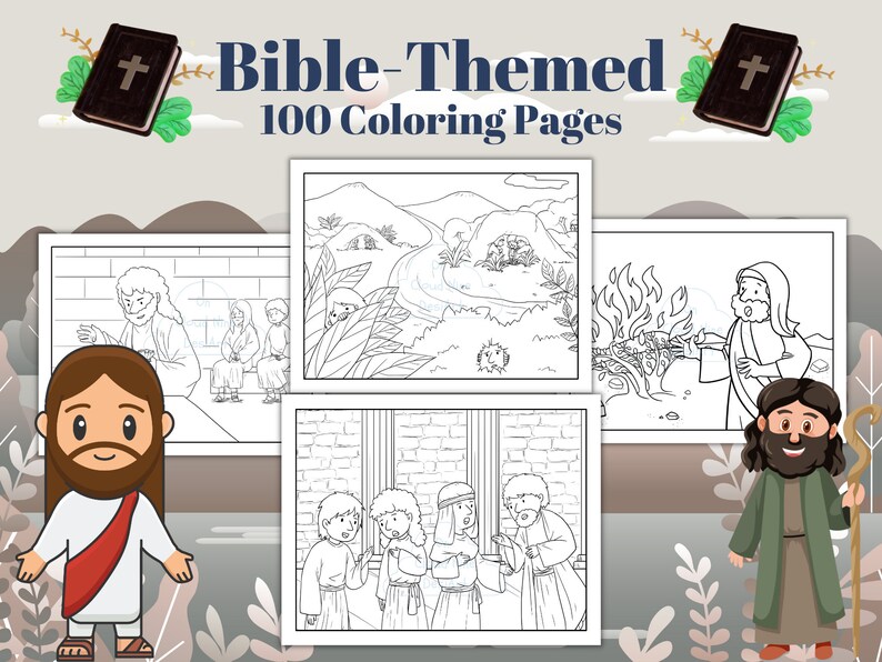 Bible Scenes Coloring Book Kids, Bible Story Coloring, Bible-themed ...