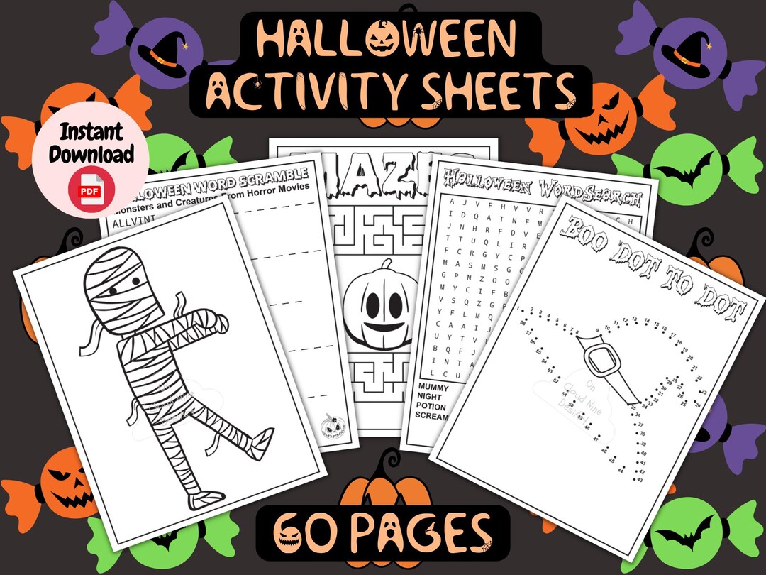 Halloween Activity Book Bundle, Printable Halloween Games for Kids ...