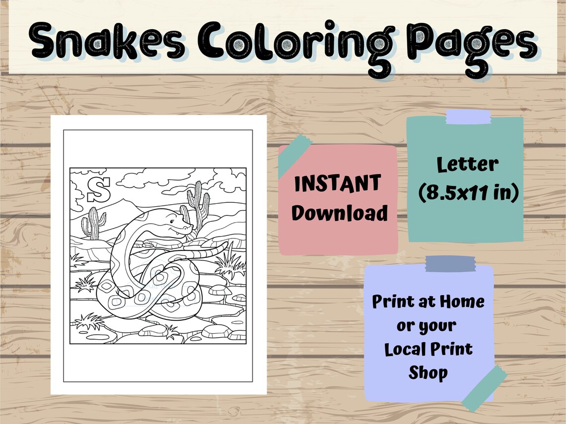 Snakes Coloring Pages, Snakes Coloring Book for Kids, Snakes Printable ...