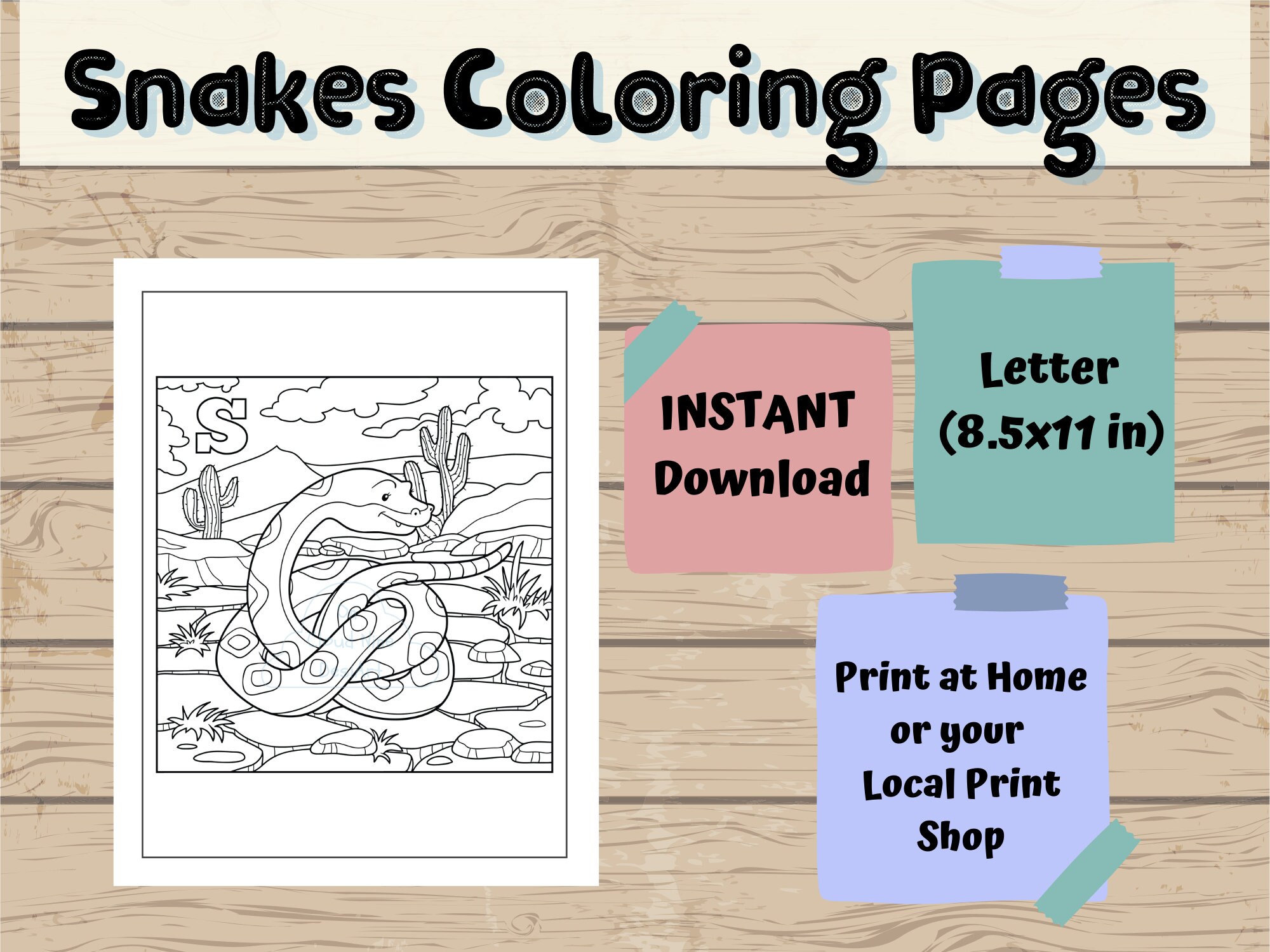 Snakes Coloring Pages, Snakes Coloring Book for Kids, Snakes Printable ...