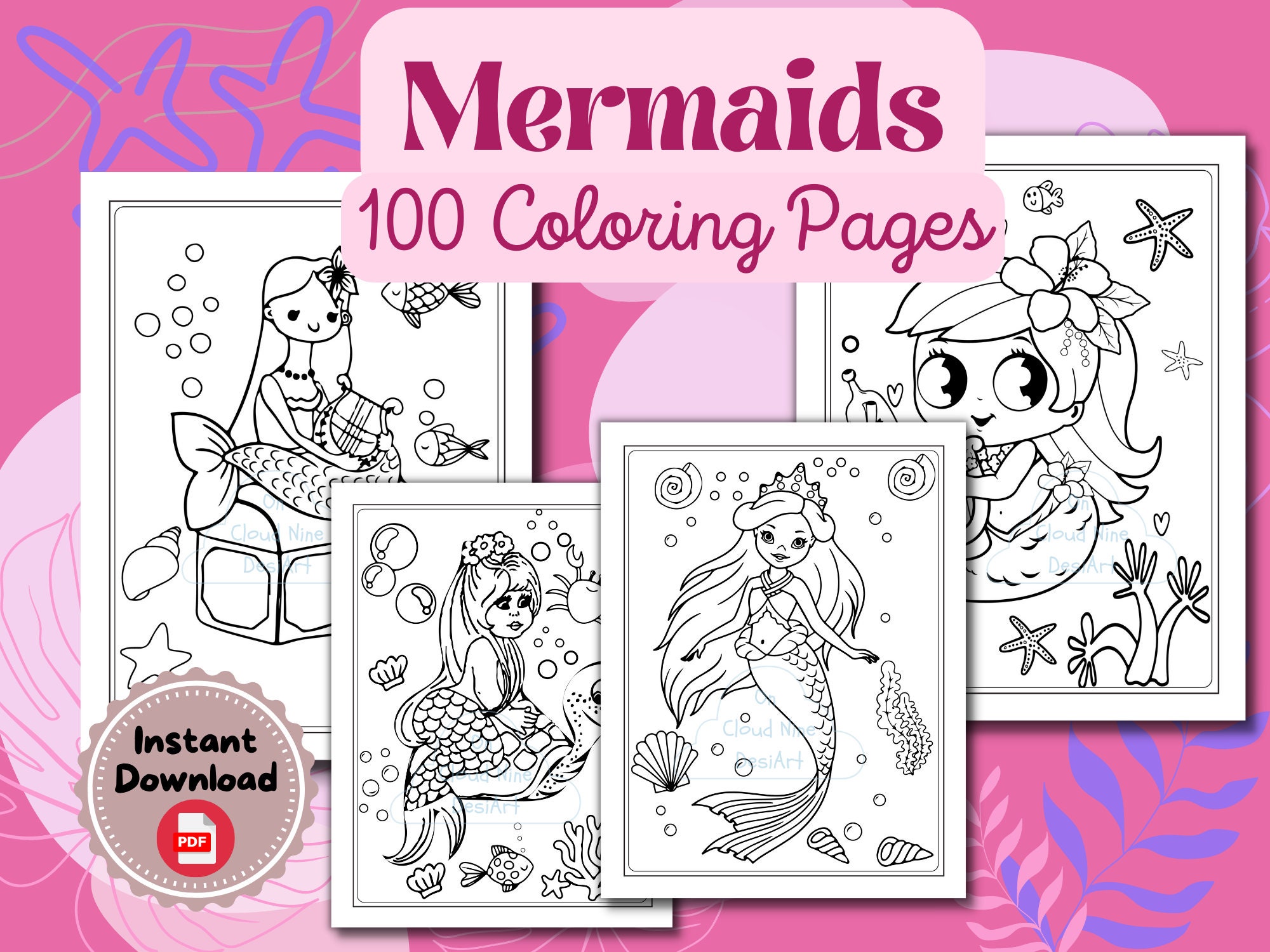 Magical Mermaid Coloring Pages, Mermaid Coloring Book, Mermaid ...