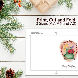 Watercolor Printable Christmas Card, Holiday Christmas Greeting Card ...