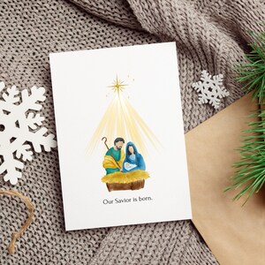 Printable Watercolor Nativity Christmas Card, Holy Family Christmas ...