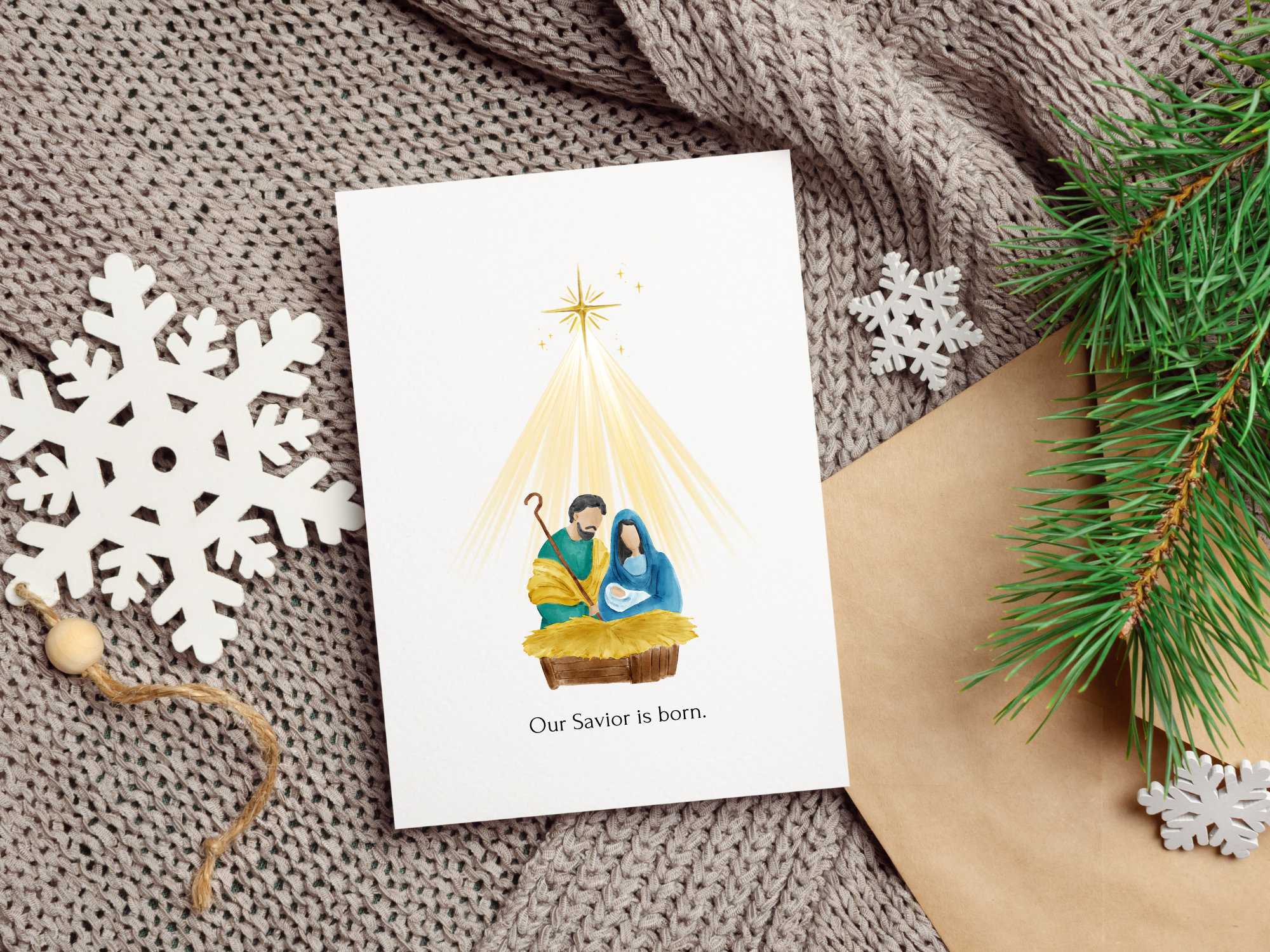 Printable Watercolor Nativity Christmas Card, Holy Family Christmas ...