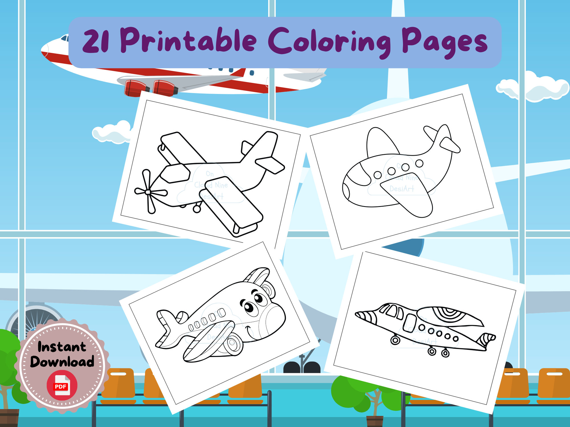 Planes Coloring Pages, Airplanes Coloring Book for Kids, Planes ...