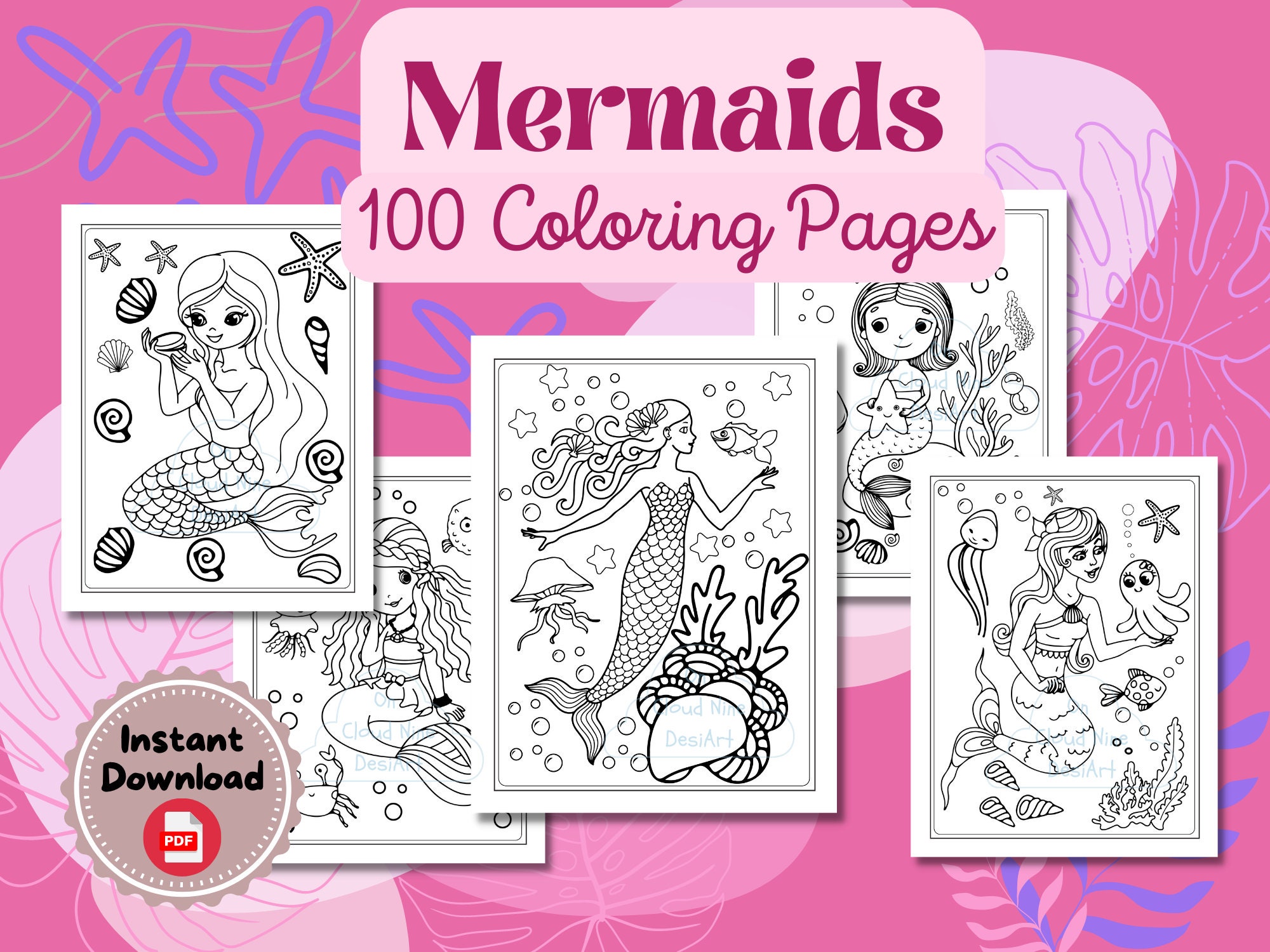 Magical Mermaid Coloring Pages, Mermaid Coloring Book, Mermaid ...