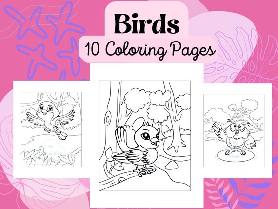 10 Printable Bird Coloring Pages Cute Birds Coloring Book for - Etsy