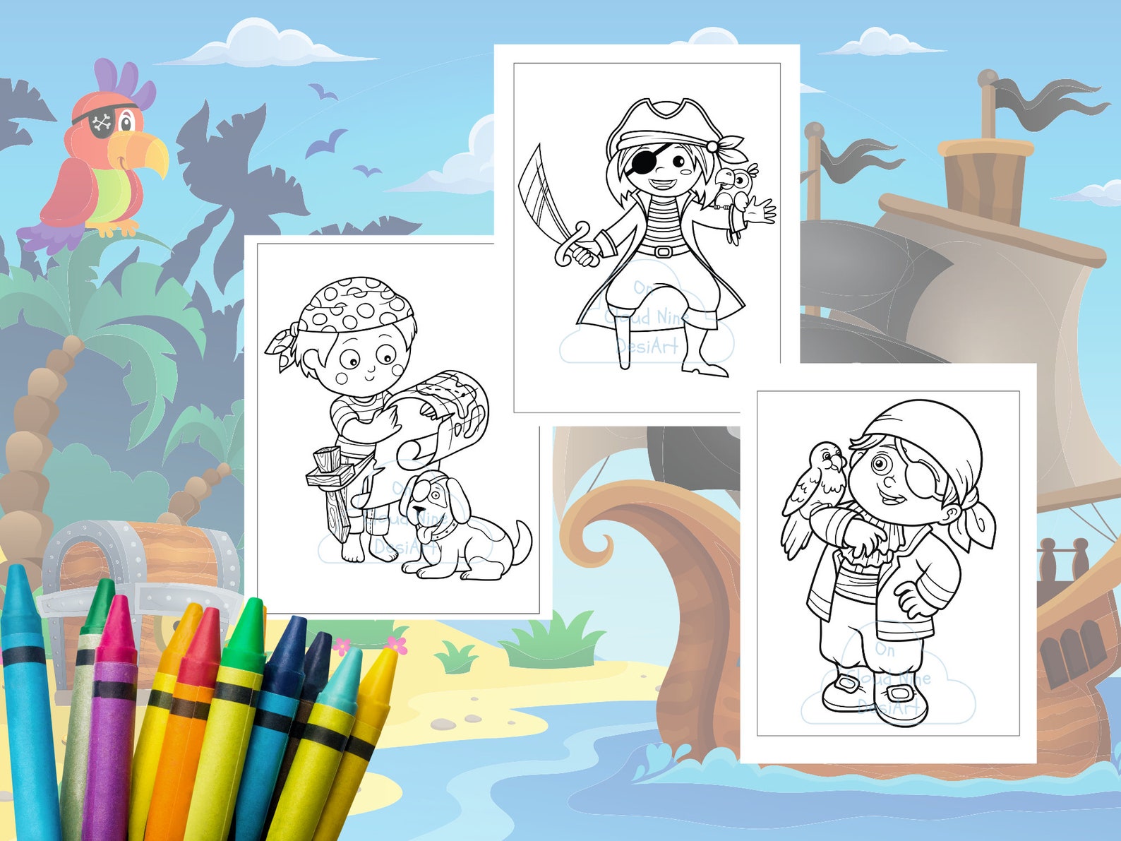 Pirate Coloring Pages, Pirates Coloring Book for Kids, Pirate Printable ...