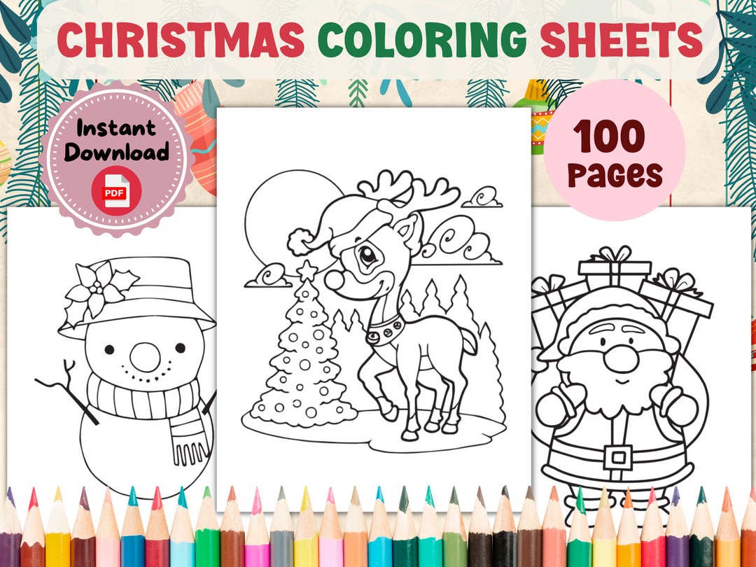 Printable Christmas Coloring Pages for Kids, Holiday Coloring Activity ...