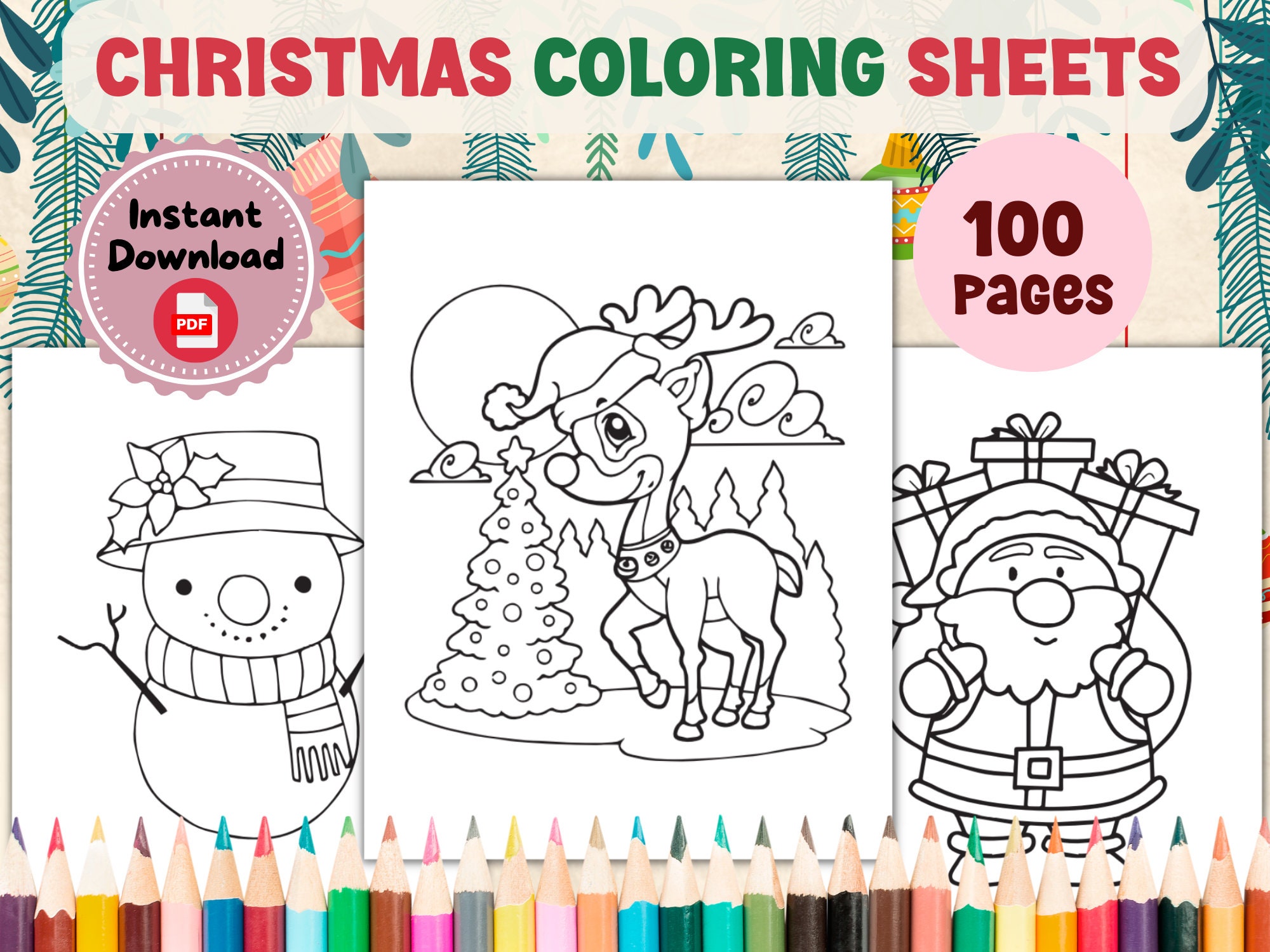 Printable Christmas Coloring Pages for Kids, Holiday Coloring Activity ...