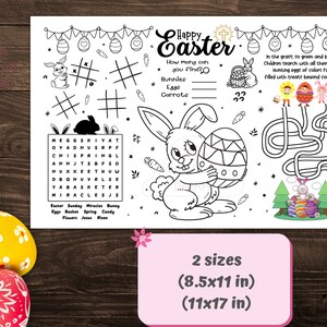 Easter Printable Placemat Kids, Easter Bunny Easter Egg Activity Sheet ...