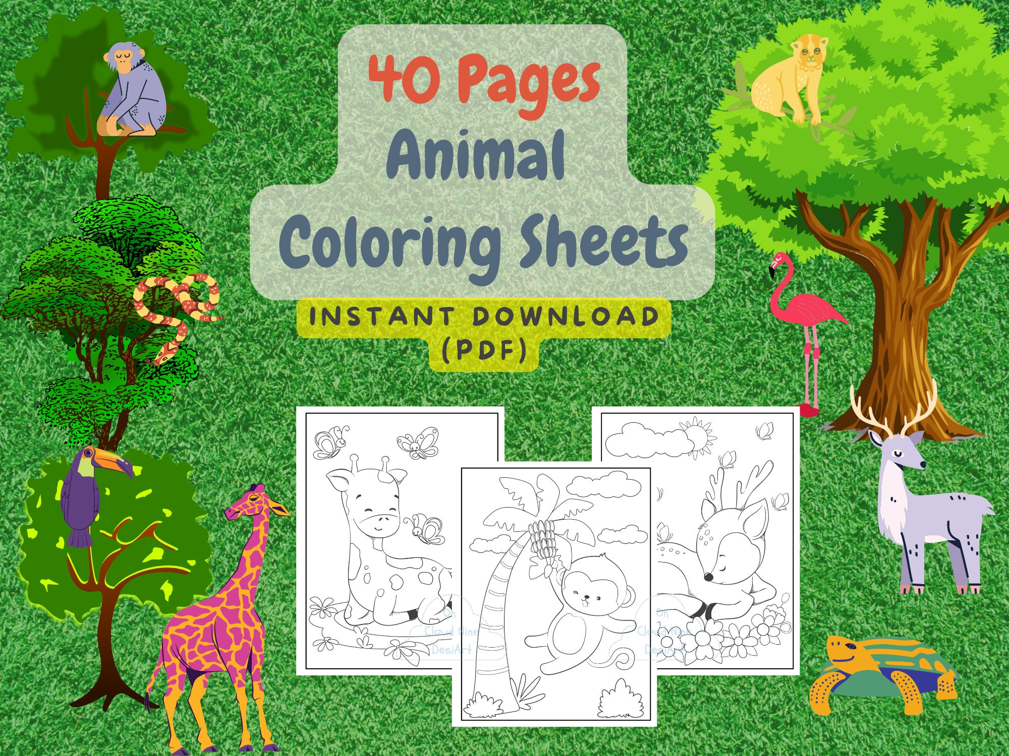 Animals Coloring Pages, Animal Coloring Book for Kids, Printable ...
