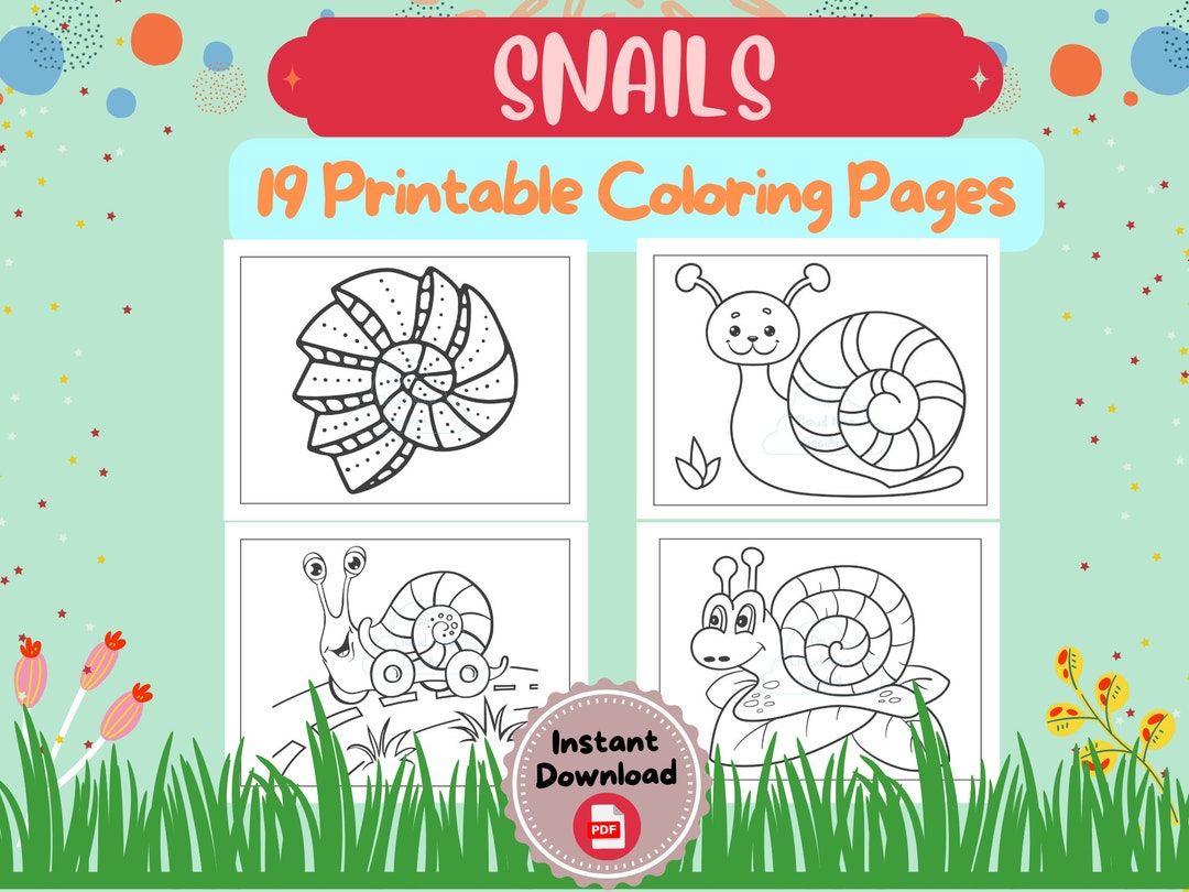 Snail Coloring Pages, Snail Animals Coloring Book for Kids, Snail ...