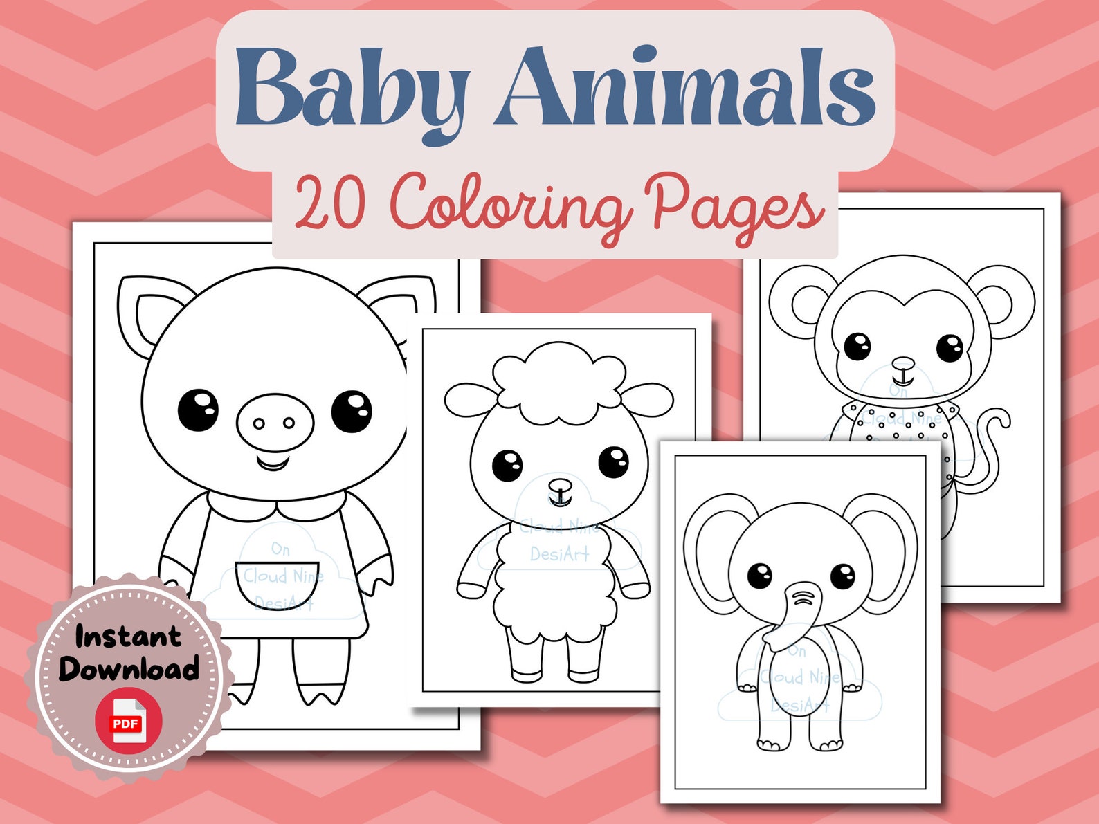 Baby Animal Coloring Pages, Safari Coloring Book, Jungle Animal ...