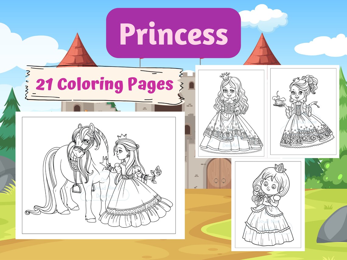 Princess Coloring Pages, Princess Coloring Book for Girls, Princess ...