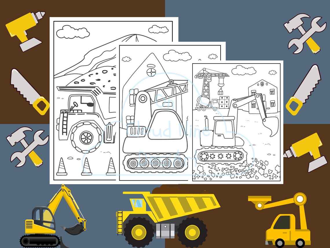 Construction Trucks Coloring Pages, Heavy Equipment Coloring Book Boys ...